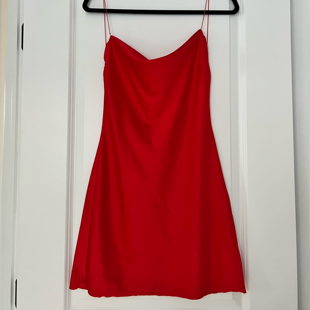 Red Satin Mini Dress Gem